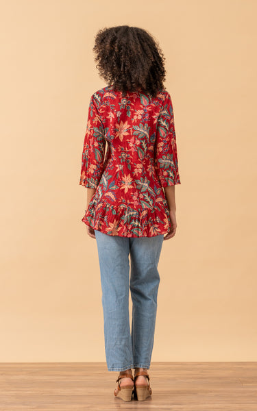 Sahara Top, 3/4 Sleeve, Bombay Red – Passementrie