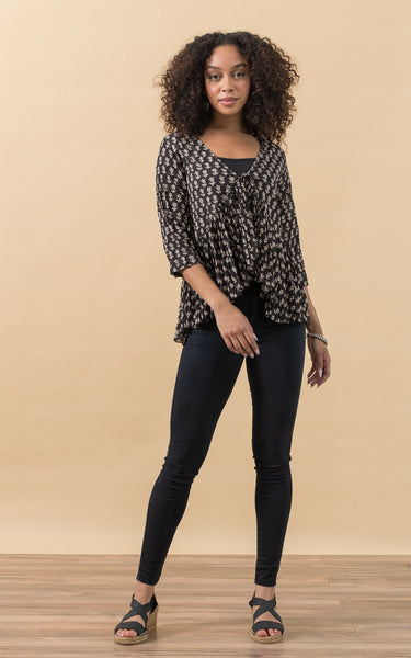 Maya Shrug, 3/4 Sleeve, Amina Black – Passementrie