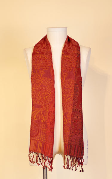 Boiled Wool Scarf, Red Multi – Passementrie