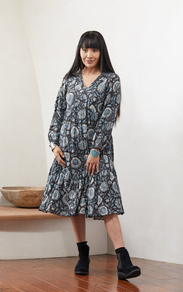 Ojai Dress, Short, Long Sleeve, Carico Floral – Passementrie